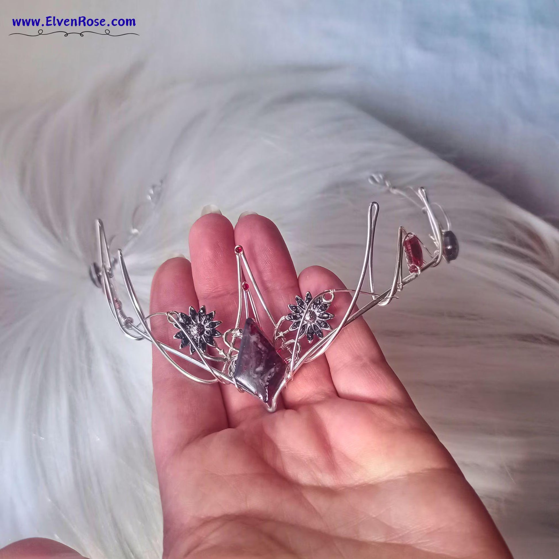 Shadowthorn Crown - Handmade Fantasy Dark Elf Crown – Elven Rose